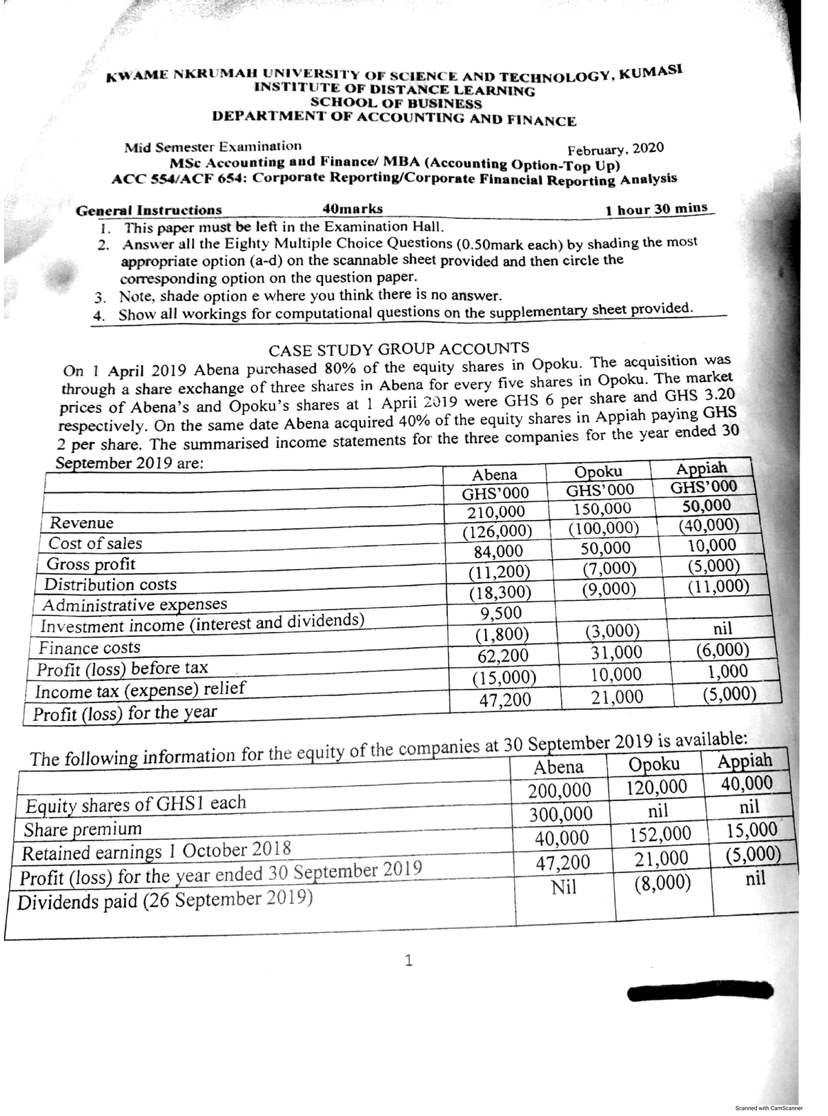 CR mid sem-1 - ACC 554/ACF 654: corporate Reporting/Corporate ...