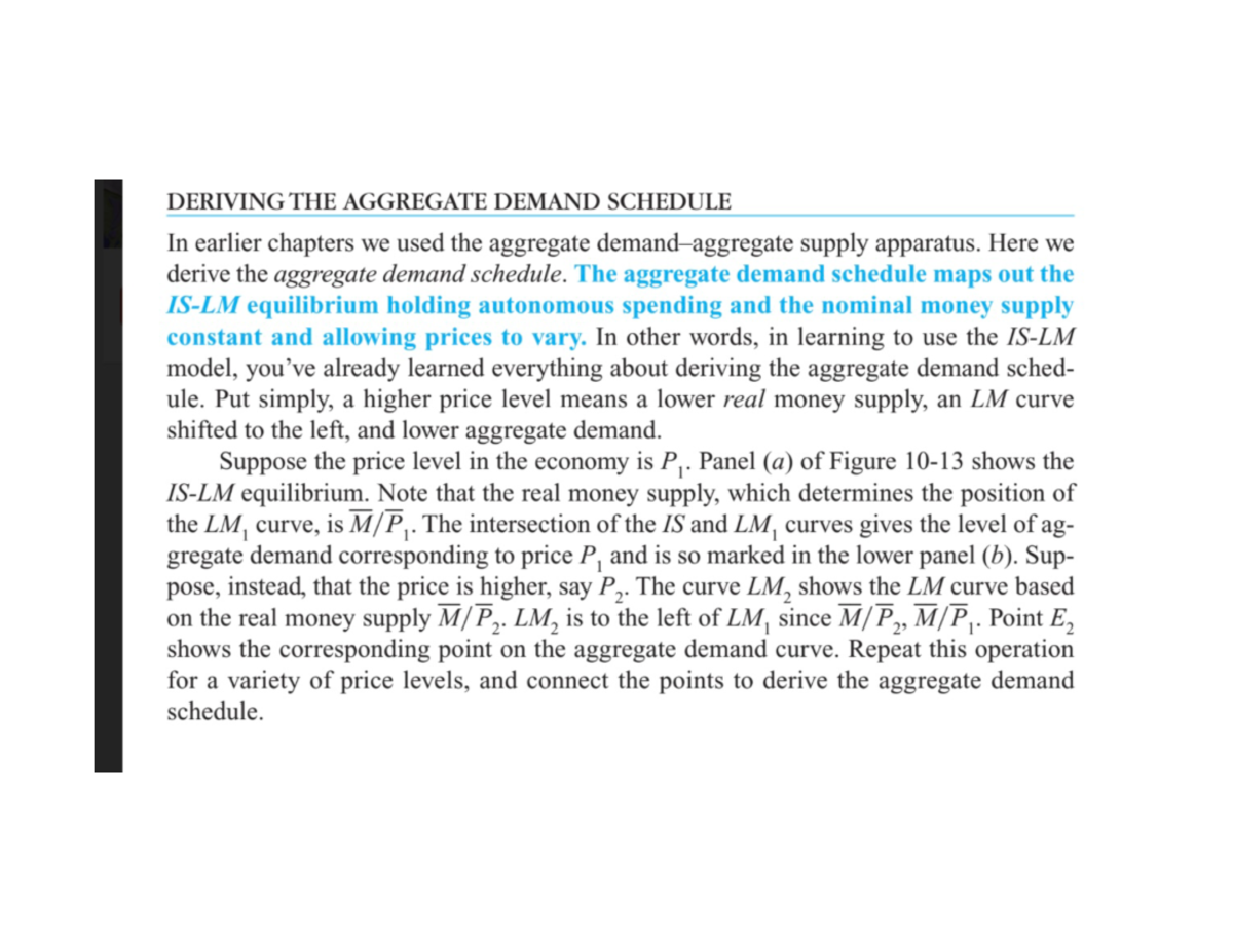 Deriving the aggregate demand schedule - MACRO ECONOMICS - Studocu