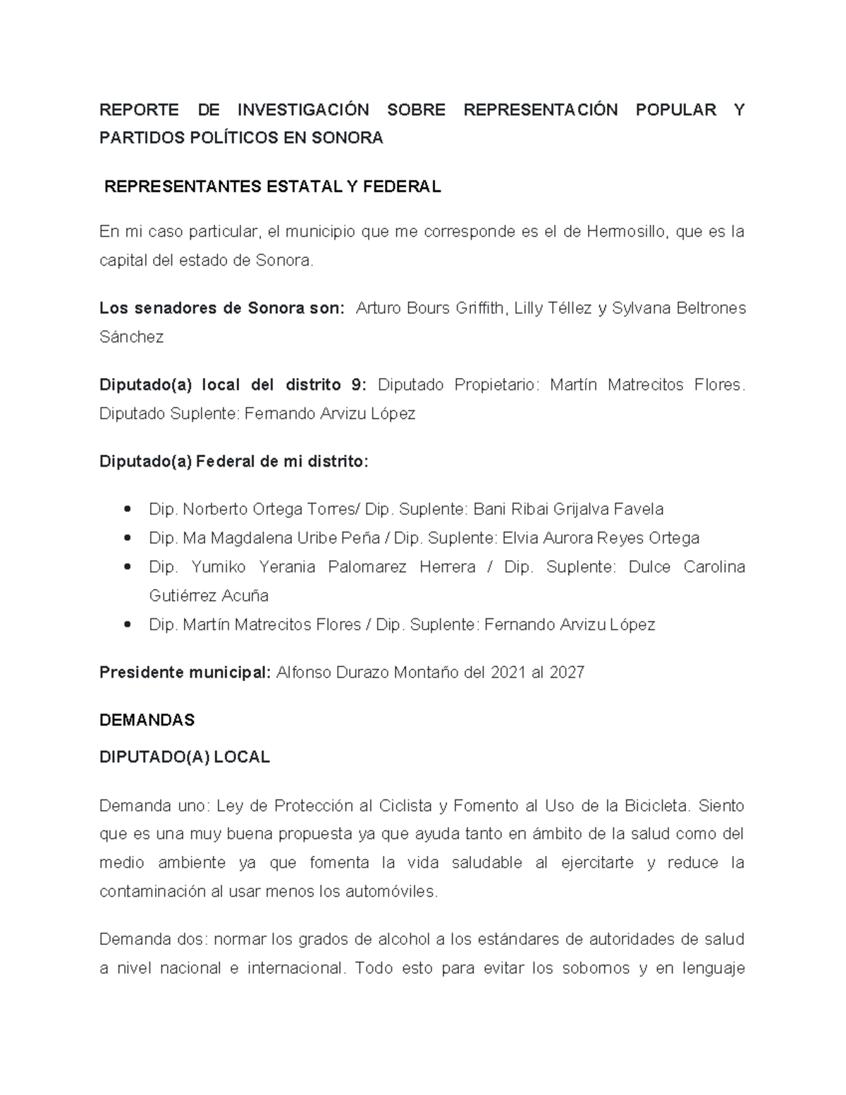Reporte de investigacion partidos politocos - REPORTE DE INVESTIGACIÓN SOBRE REPRESENTACIÓN ...