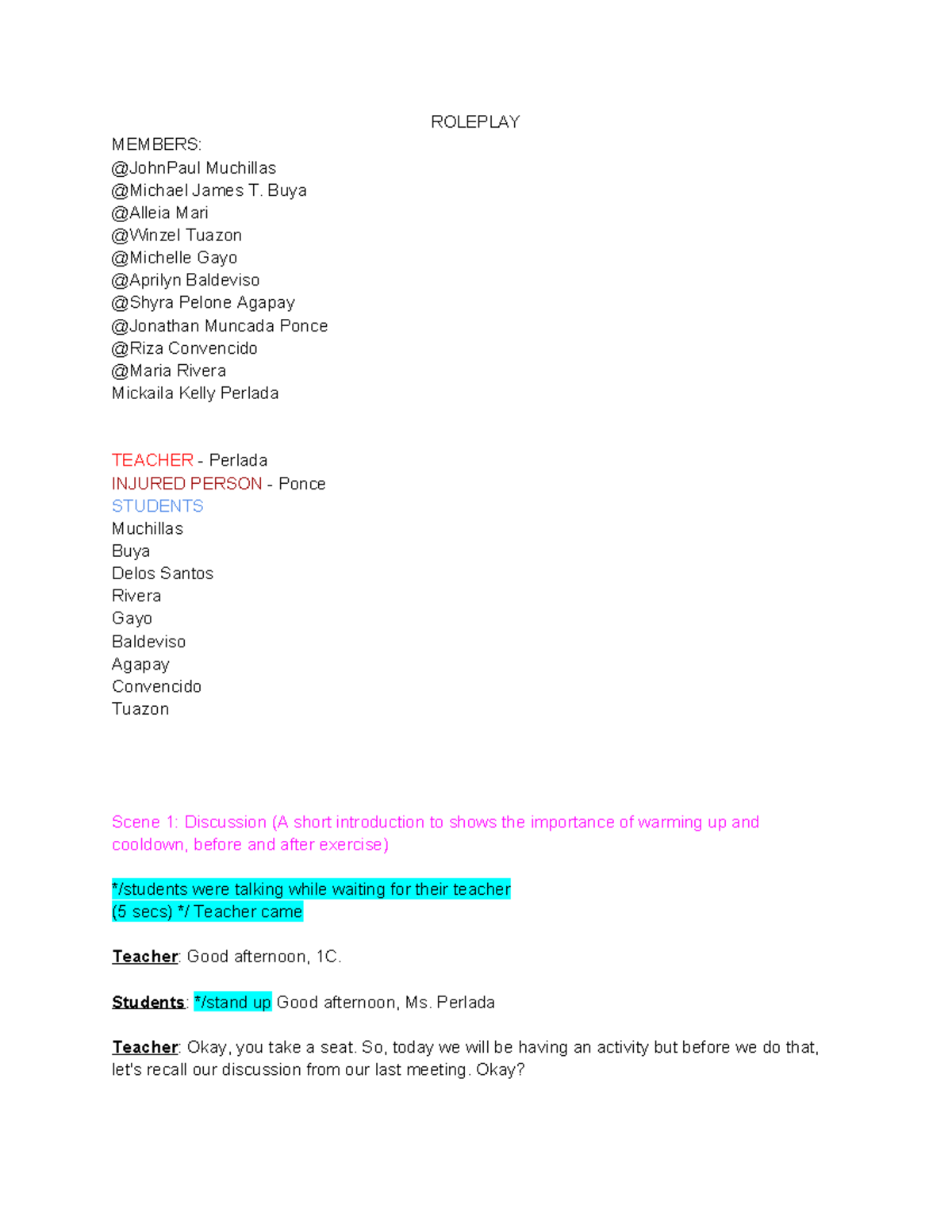 Script - Hbbbbbbb - ROLEPLAY MEMBERS: @JohnPaul Muchillas @Michael ...