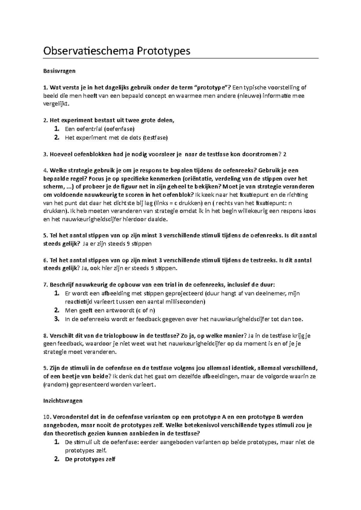 Observatieschema cognitieve I - Observatieschema Prototypes Basisvragen ...