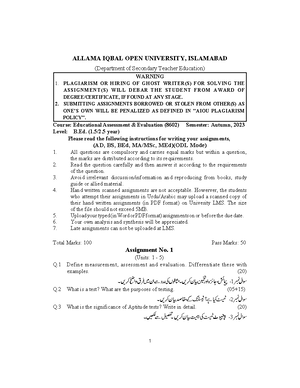 8602 1 Allama Iqbal Open University Assignment Nmbr 1 Semester 2023