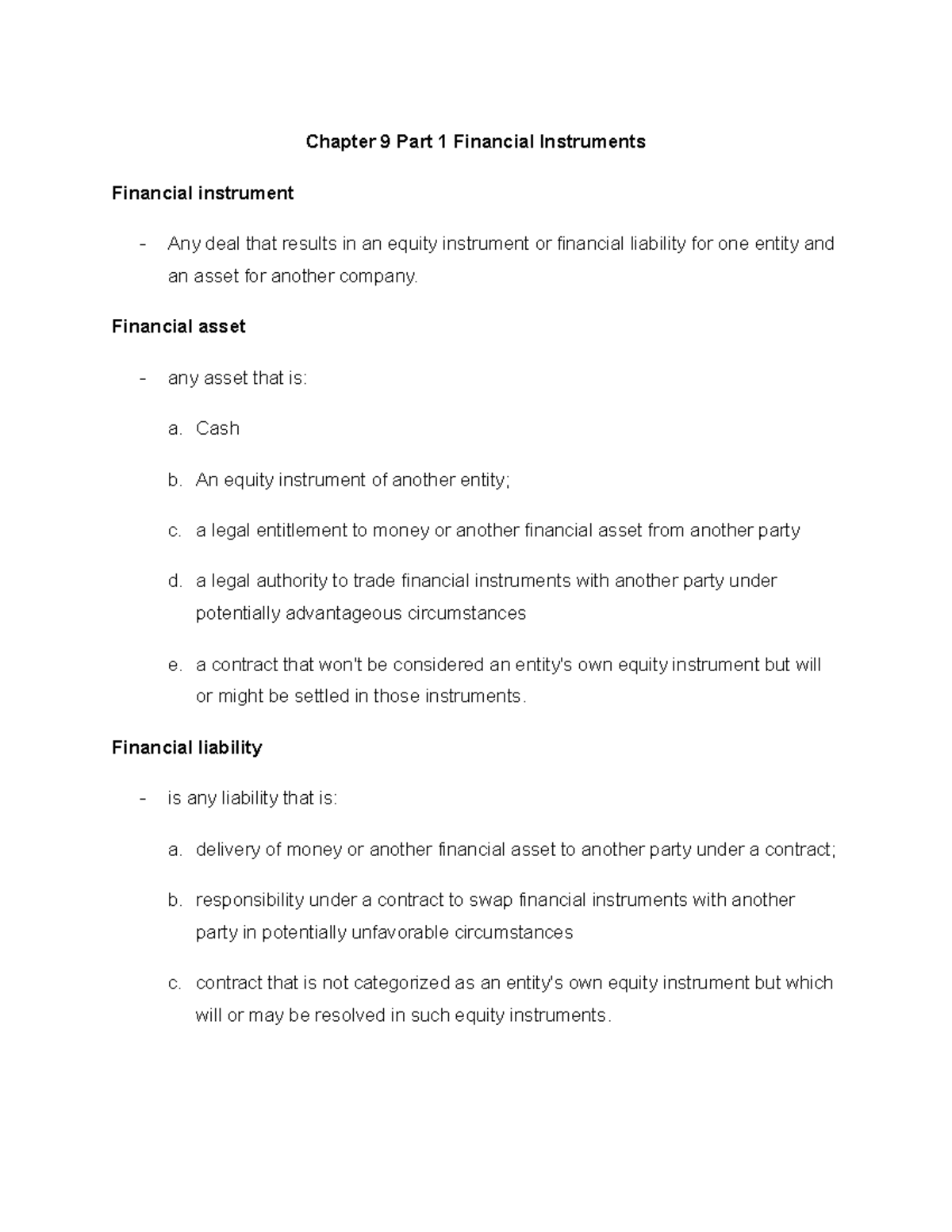 Chapter 9 Part 1 Investments - Financial Instruments - Chapter 9 Part 1 ...