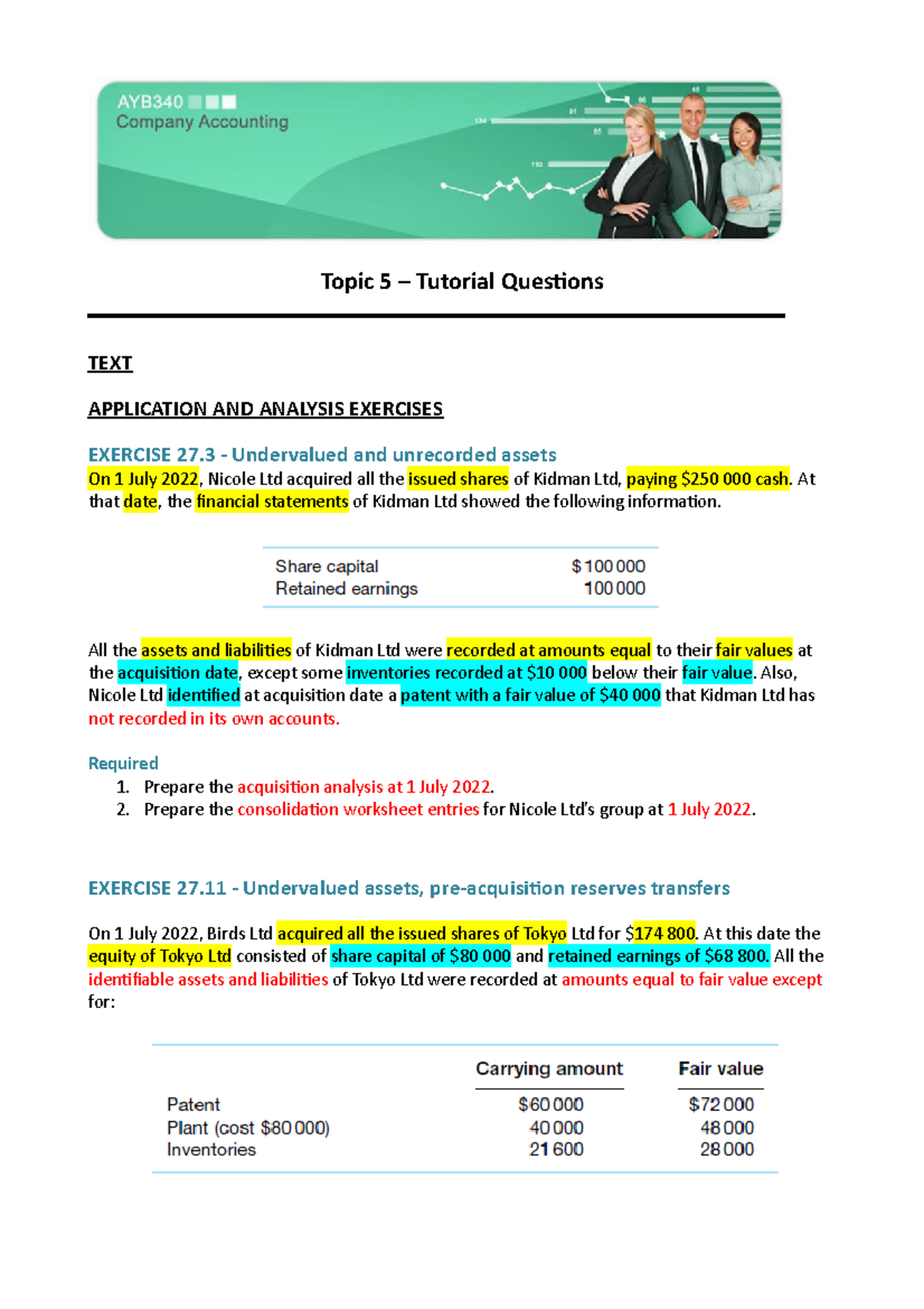 Tutorial 5 Questions - Topic 5 - Topic 5 – Tutorial Questions TEXT ...