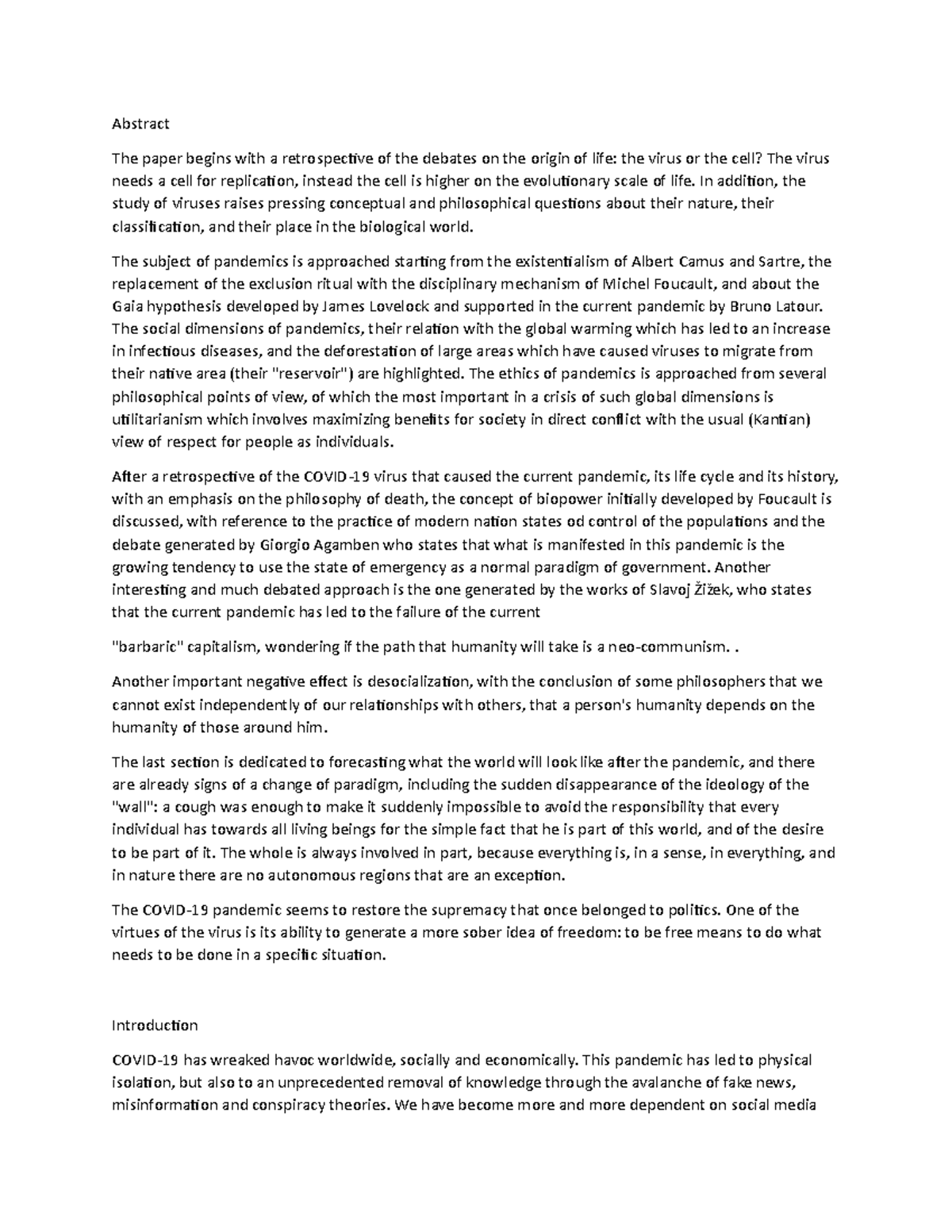 Abstract Covid 19 - Abstract The paper begins with a retrospective of ...