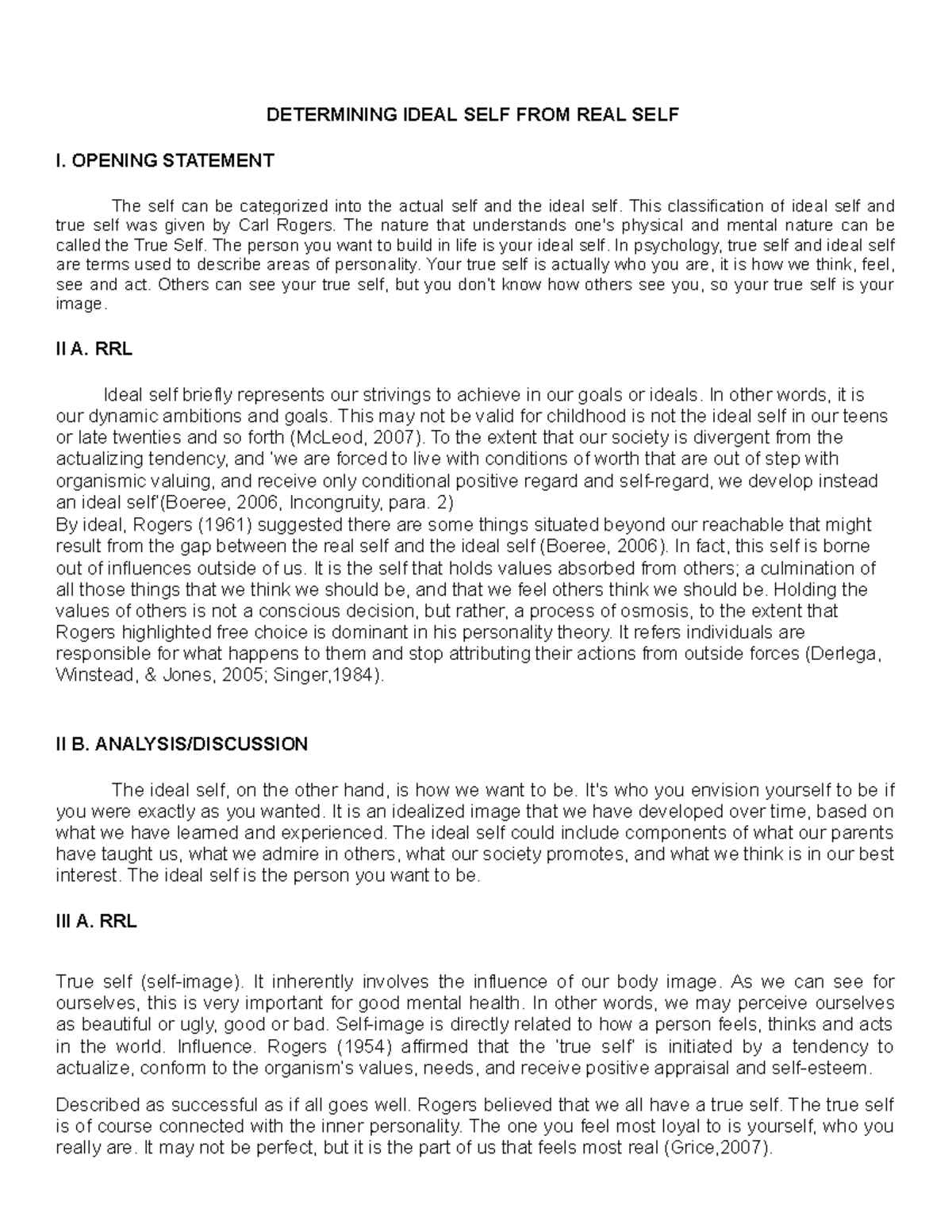 Determining Ideal SELF FROM REAL SELF - DETERMINING IDEAL SELF FROM ...