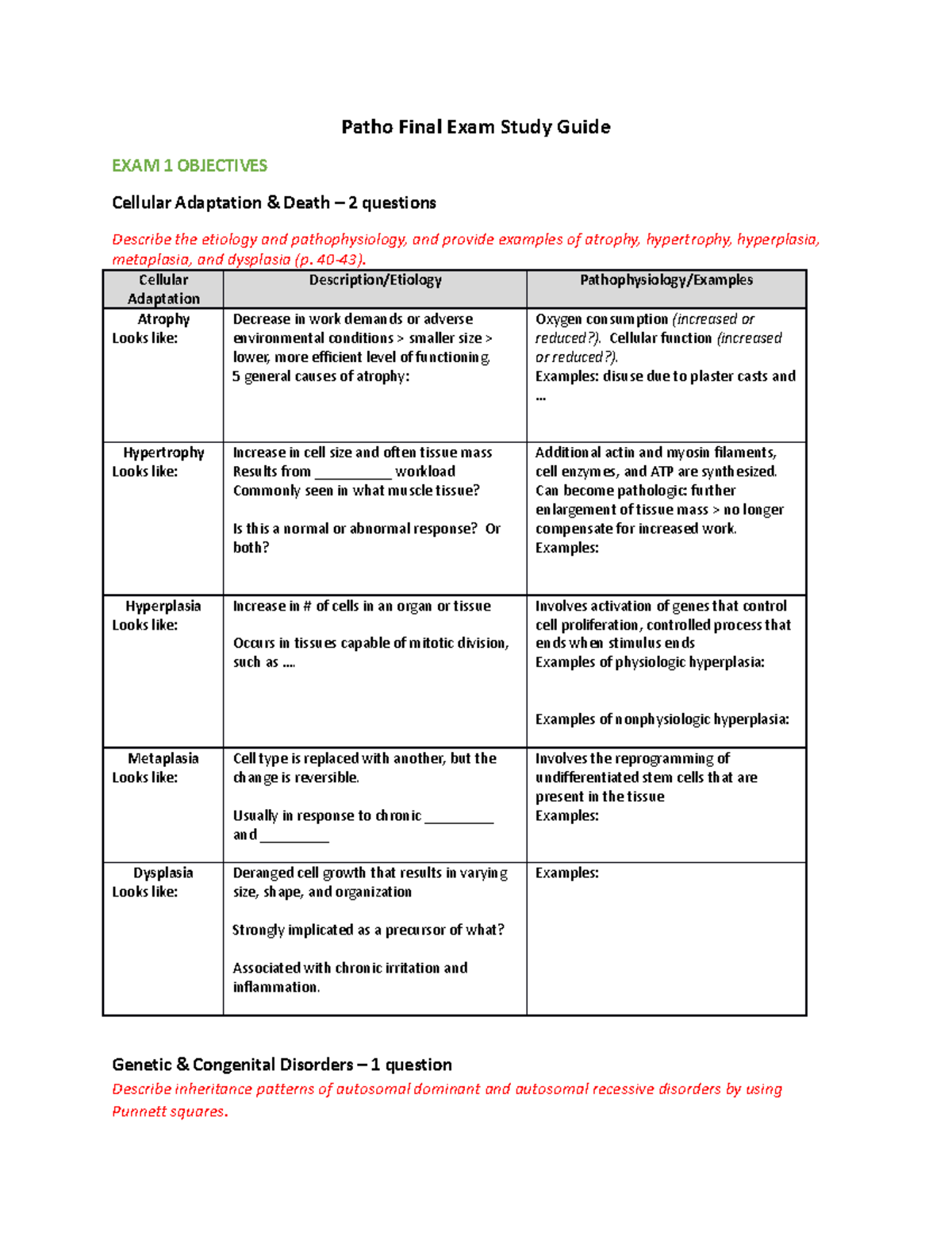 Patho 2022 Final Study Guide - Patho Final Exam Study Guide EXAM 1 ...