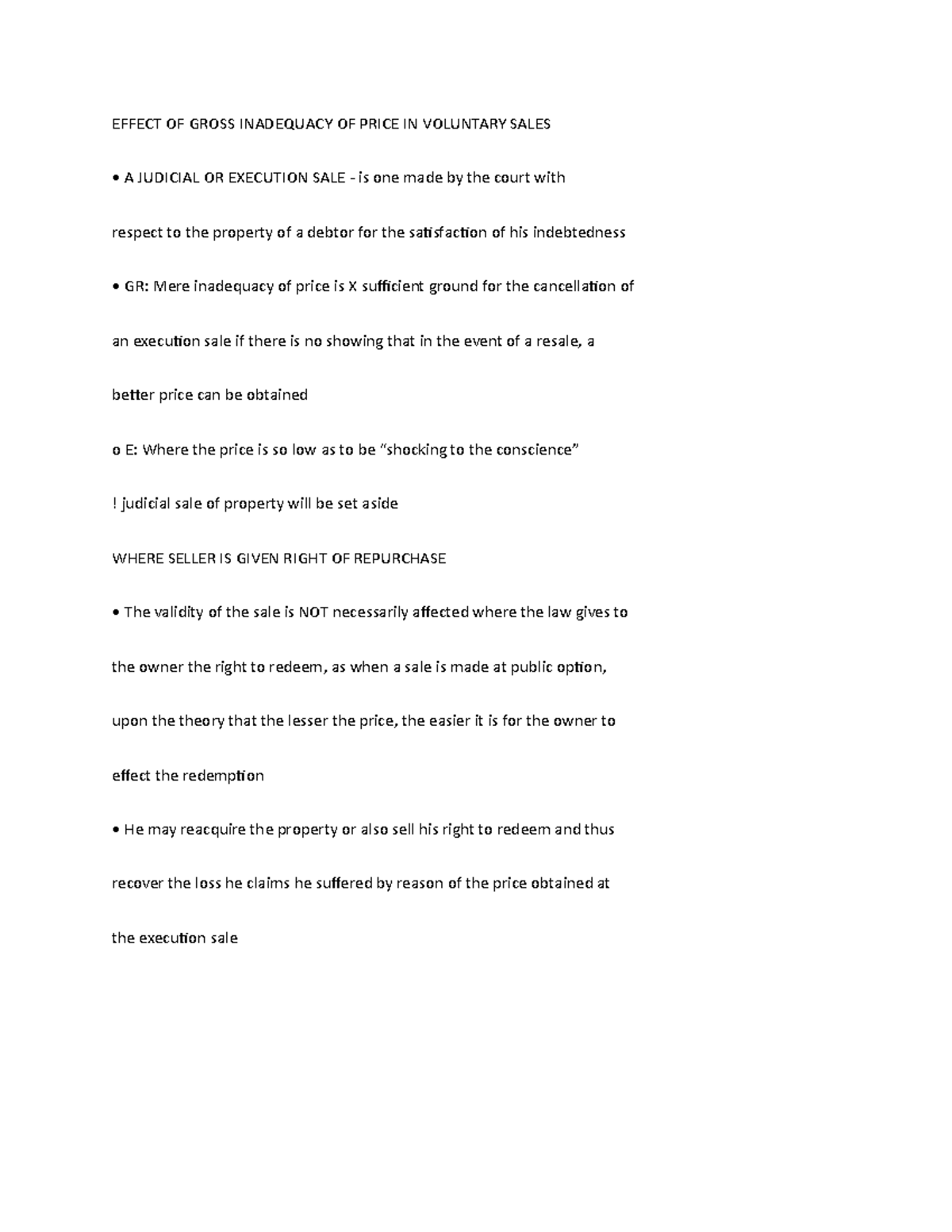 SAL 7 Lecture Notes 10 EFFECT OF GROSS INADEQUACY OF PRICE IN