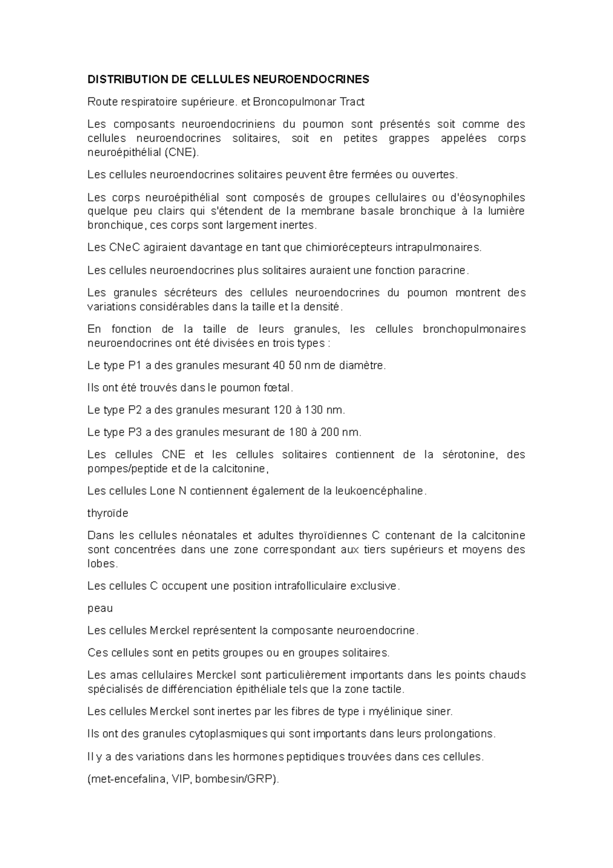 Distribution DE Cellules Neuroendocrines - DISTRIBUTION DE CELLULES ...