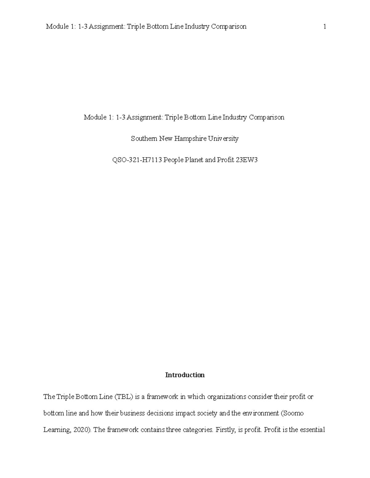 Module 1 1 3 Assignment Triple Bottom Line Industry Comparison - Module ...