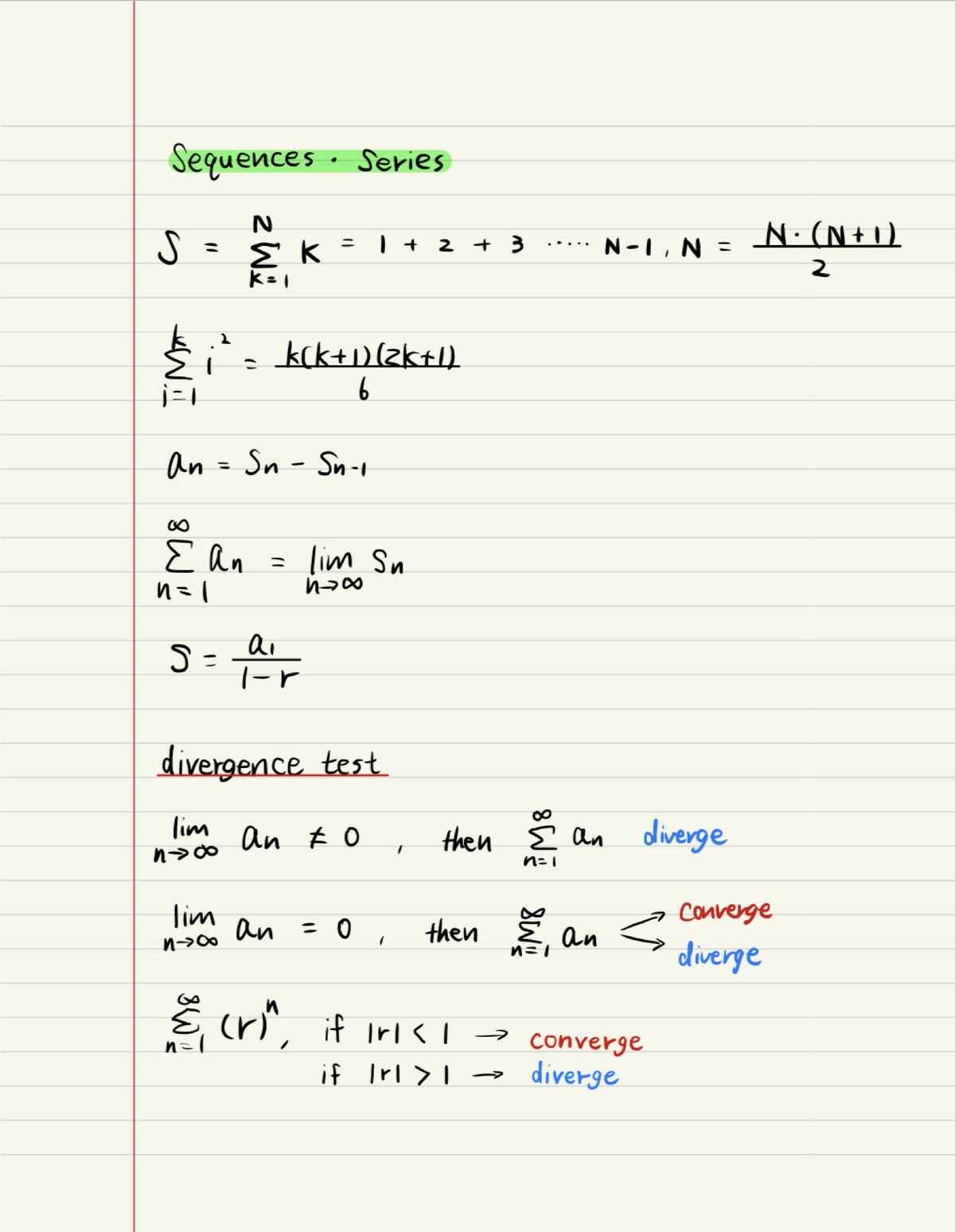 IMG 0942 - summary of sequences and series - MATH 101 - Sequences. Series S E K I 2 3 N N. N 2 k ...
