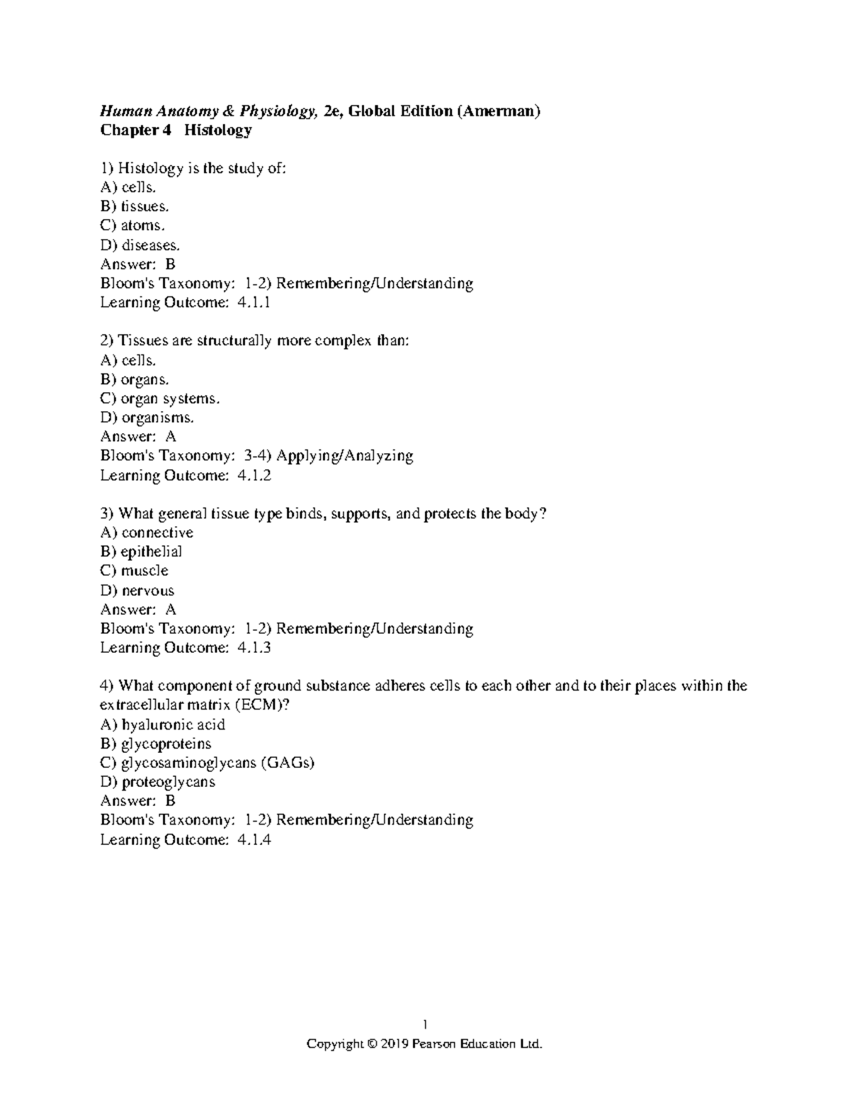 Ch 04 test bank - Test bank - Human Anatomy & Physiology, 2e, Global ...