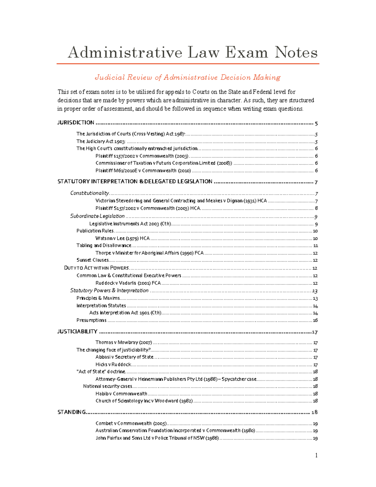 Admin sample note - This note covers all matters to prepare for the ...