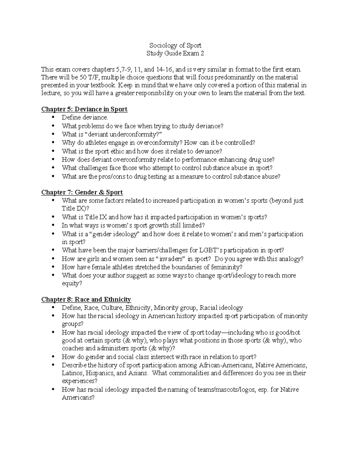 Lecture Notes, Exam 2, Study Guide, Completed Review, Reading Notes ...