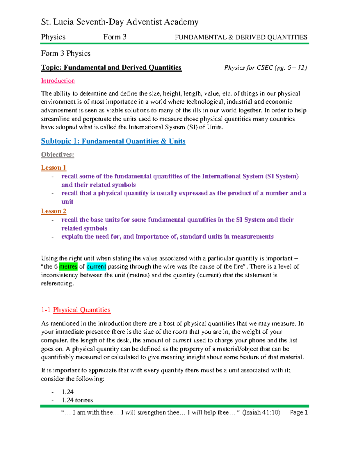 Fundamental and Derived Quantities Notes - Physics Form 3 FUNDAMENTAL ...
