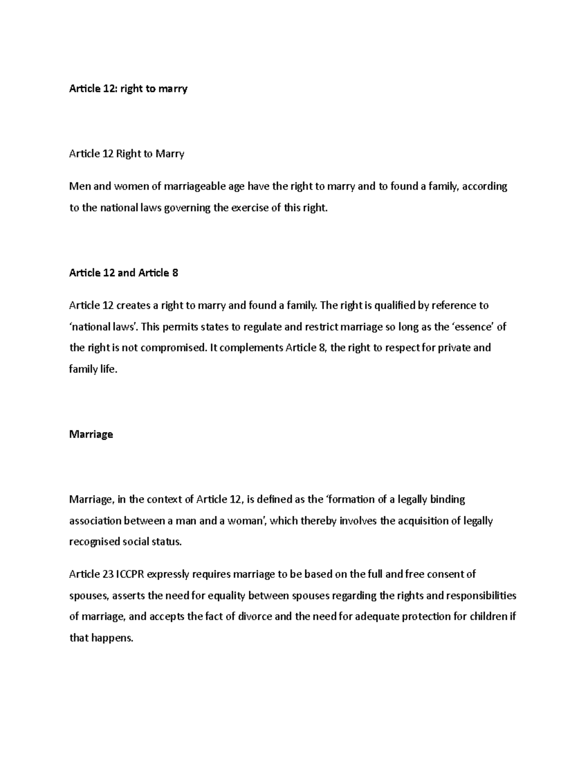 Article 12 Right to Marry - Article 12: right to marry Article 12 Right ...
