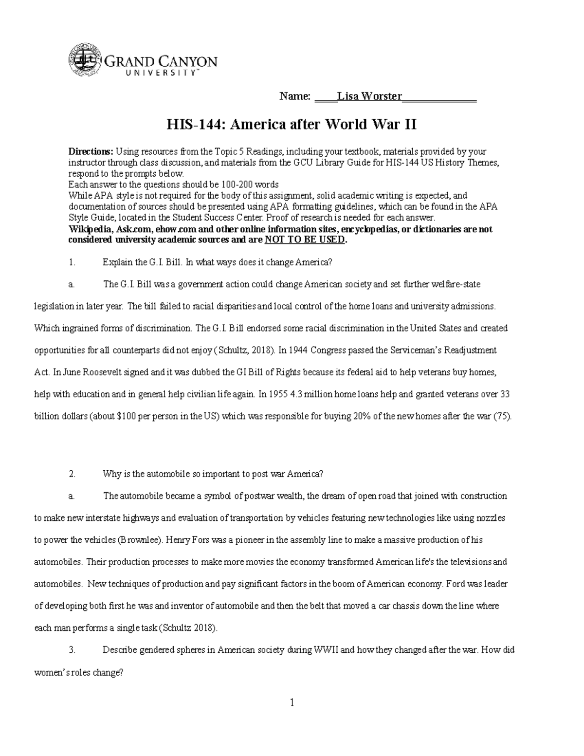 Wk5 5-8 - week 5 assignments - Name: Lisa Worster_________ HIS-144 ...