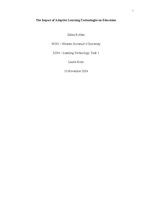 D294 - Task 3 issues in learning technology - A. Create a written or ...