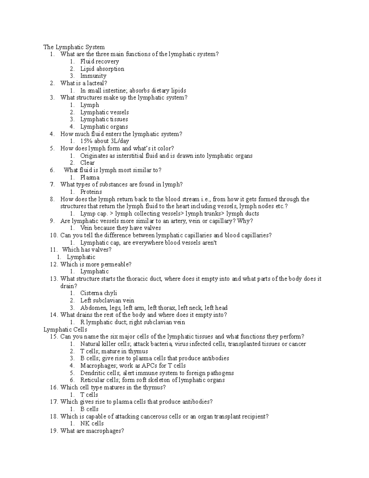 Chapter 21 study guide - The Lymphatic System 1. What are the three ...