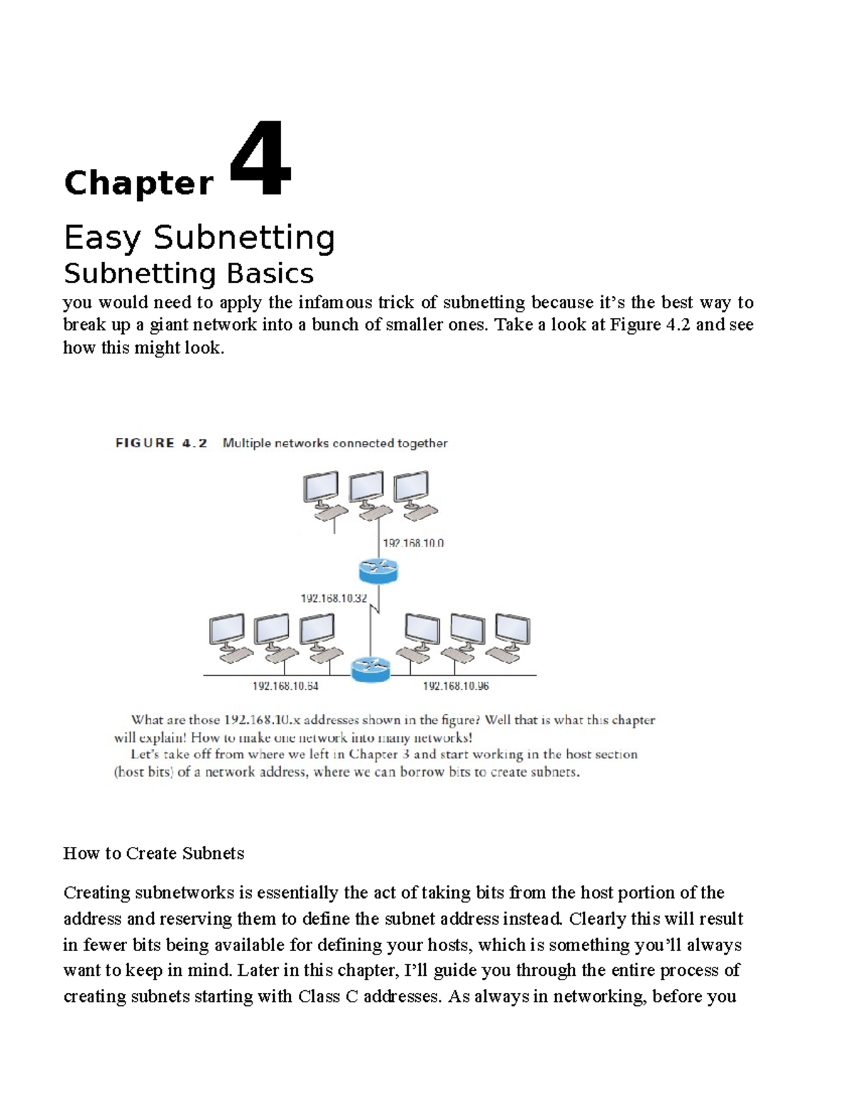 ESAY Subnneting Print - Chapter 4 Easy Subnetting Subnetting Basics you would need to apply the ...