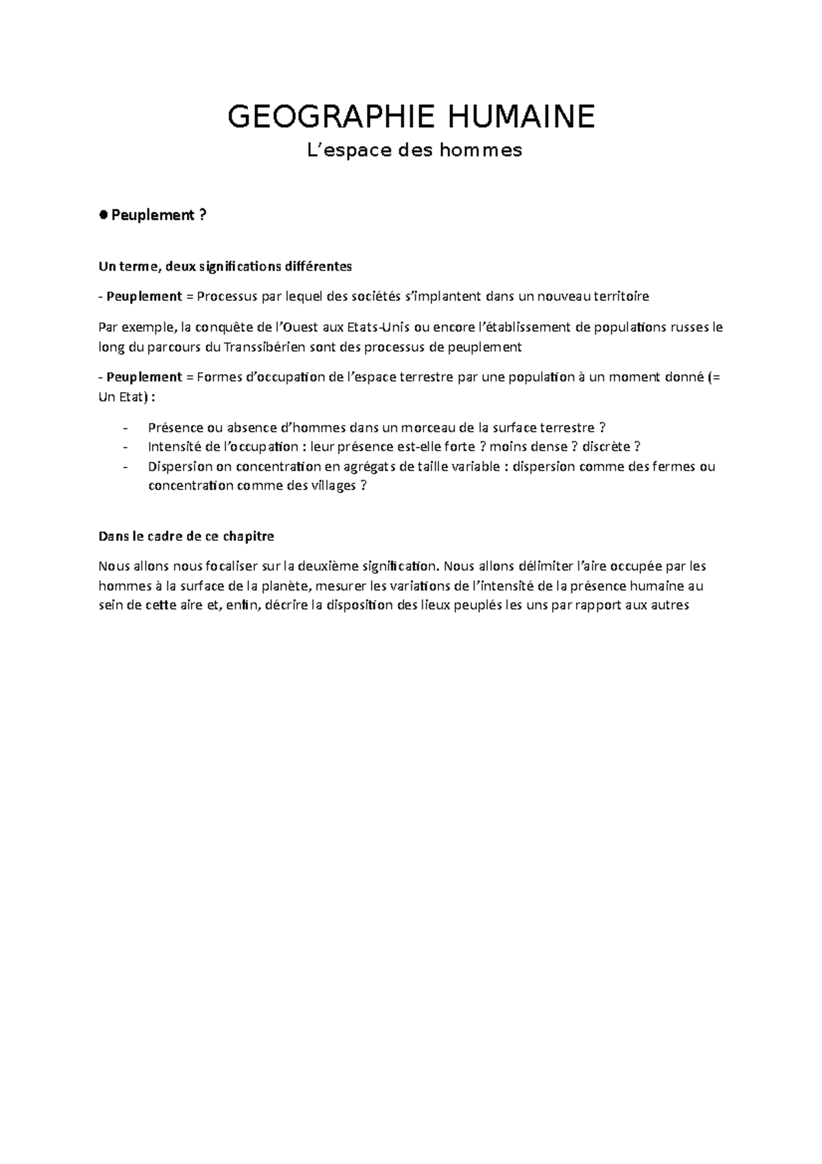 2. l'espace des hommes - Professeur : DECROLY Jean-Michel - GEOGRAPHIE ...