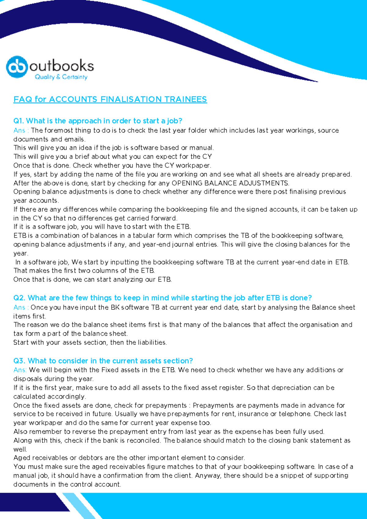 FAQ for Accounts Finalisation Trainees - FAQ for ACCOUNTS FINALISATION ...
