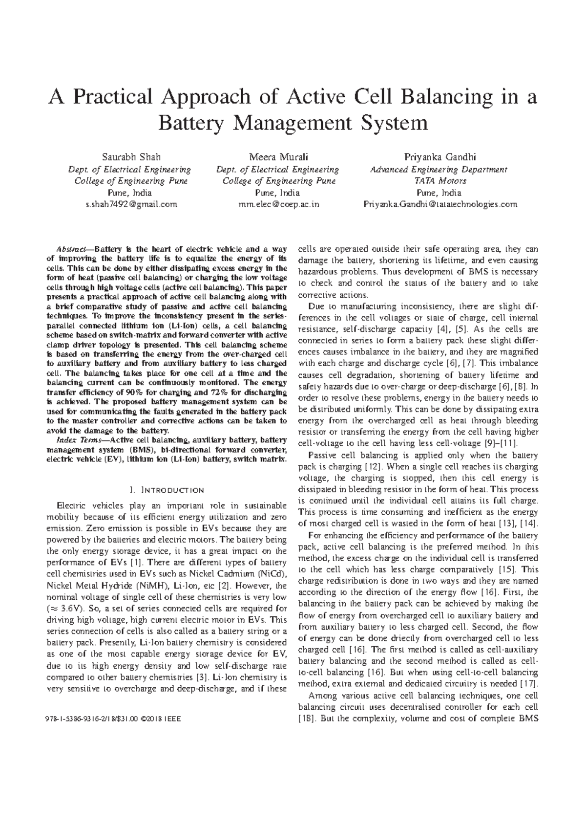 A practical approach of active cell balancing in abattery management ...