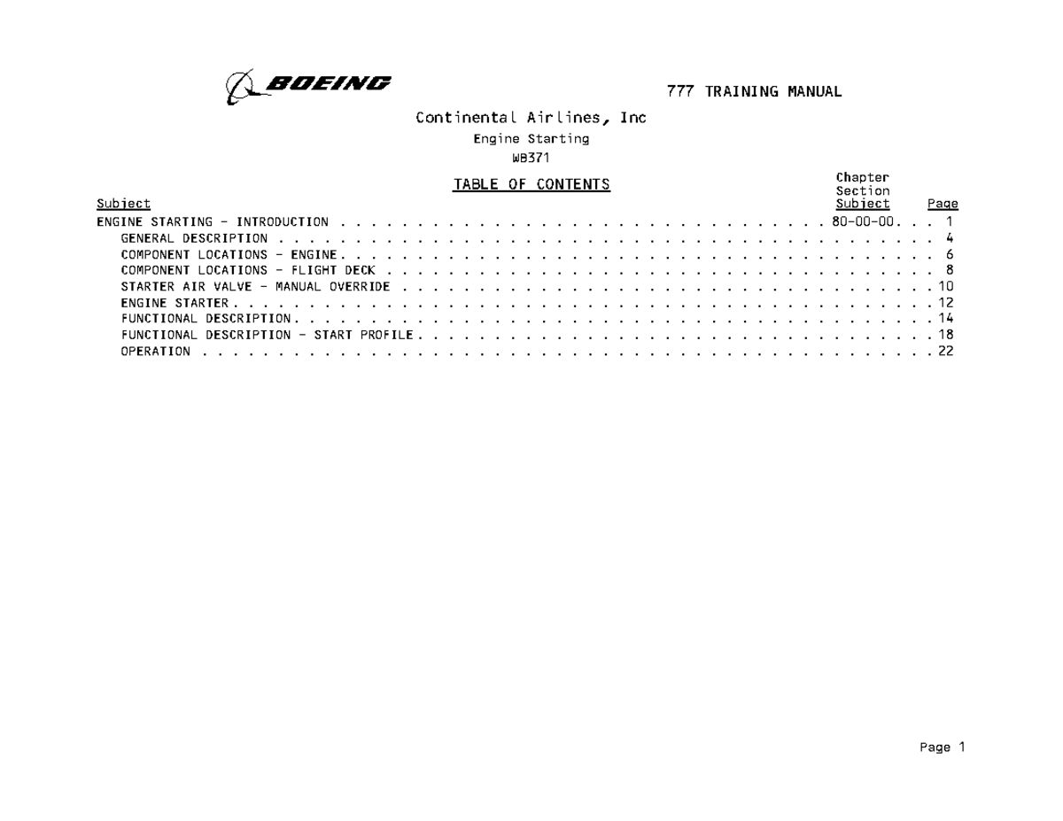 ATA 80-00 Engine Starting- GE90 - Page 1 Subject Page Chapter Section ...