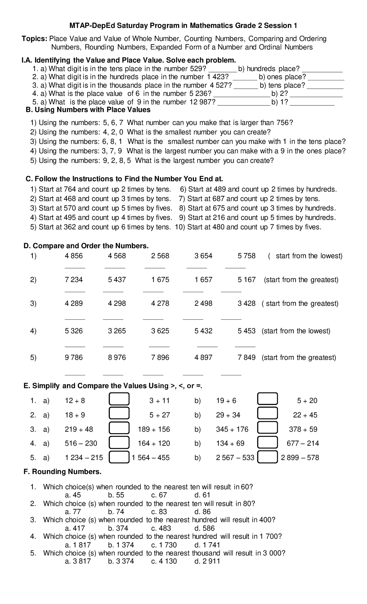 MTAP G2S1 Student COPY - Math guides - MTAP-DepEd Saturday Program in ...