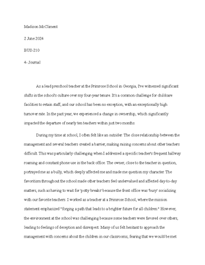 1-3 BUS-210 Journal - Madison McCliment 11 May 2024 BUS- 1-3 Journal ...