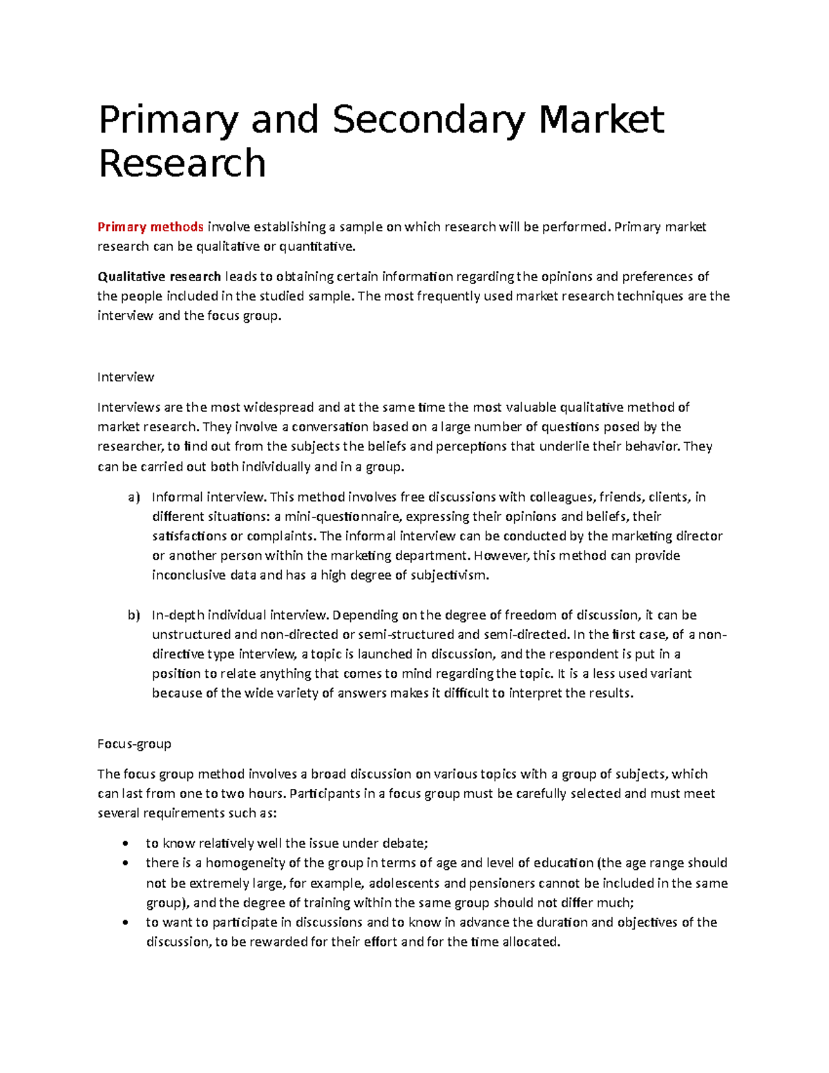 Primary and Secondary Market Research - Primary and Secondary Market ...
