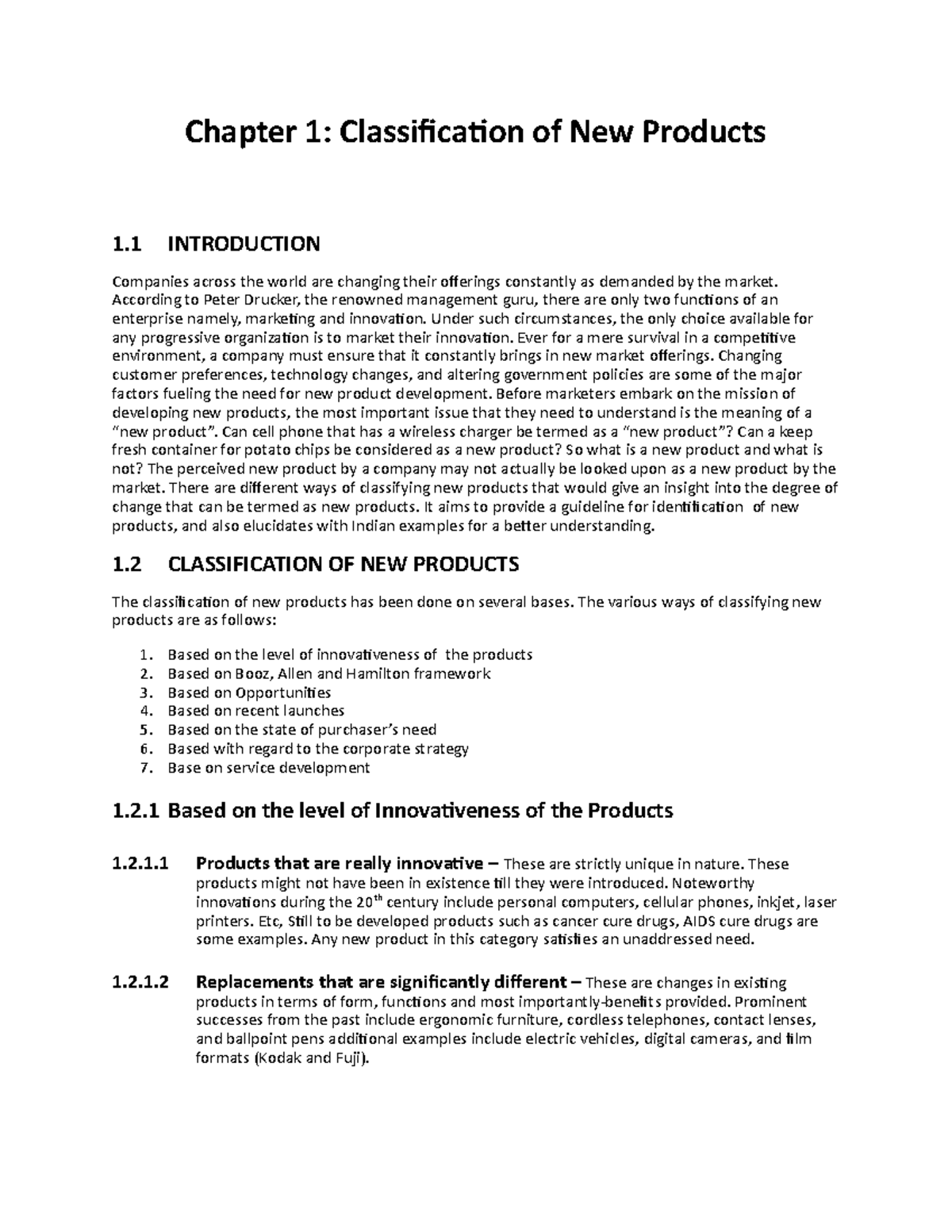 Chapter-1 - Chapter 1 - Chapter 1: Classification of New Products 1 ...