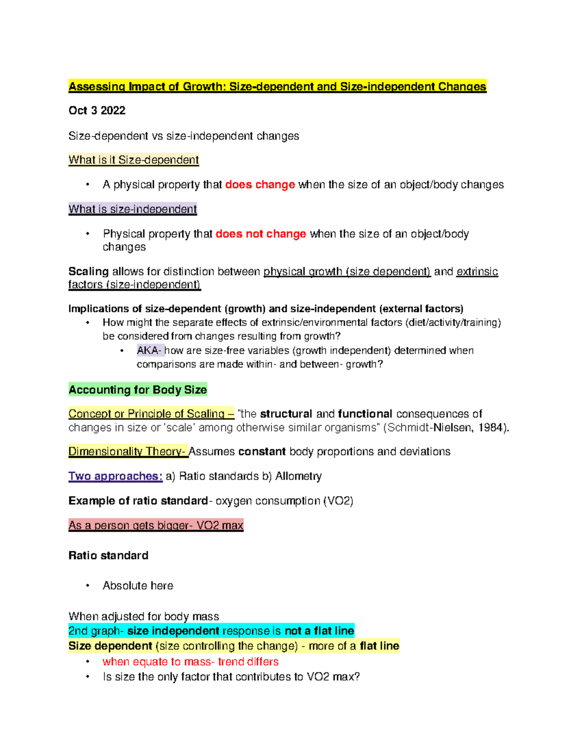 Lec 3c -w5 Part 1 Notes - Assessing Impact of Growth: Size-dependent ...