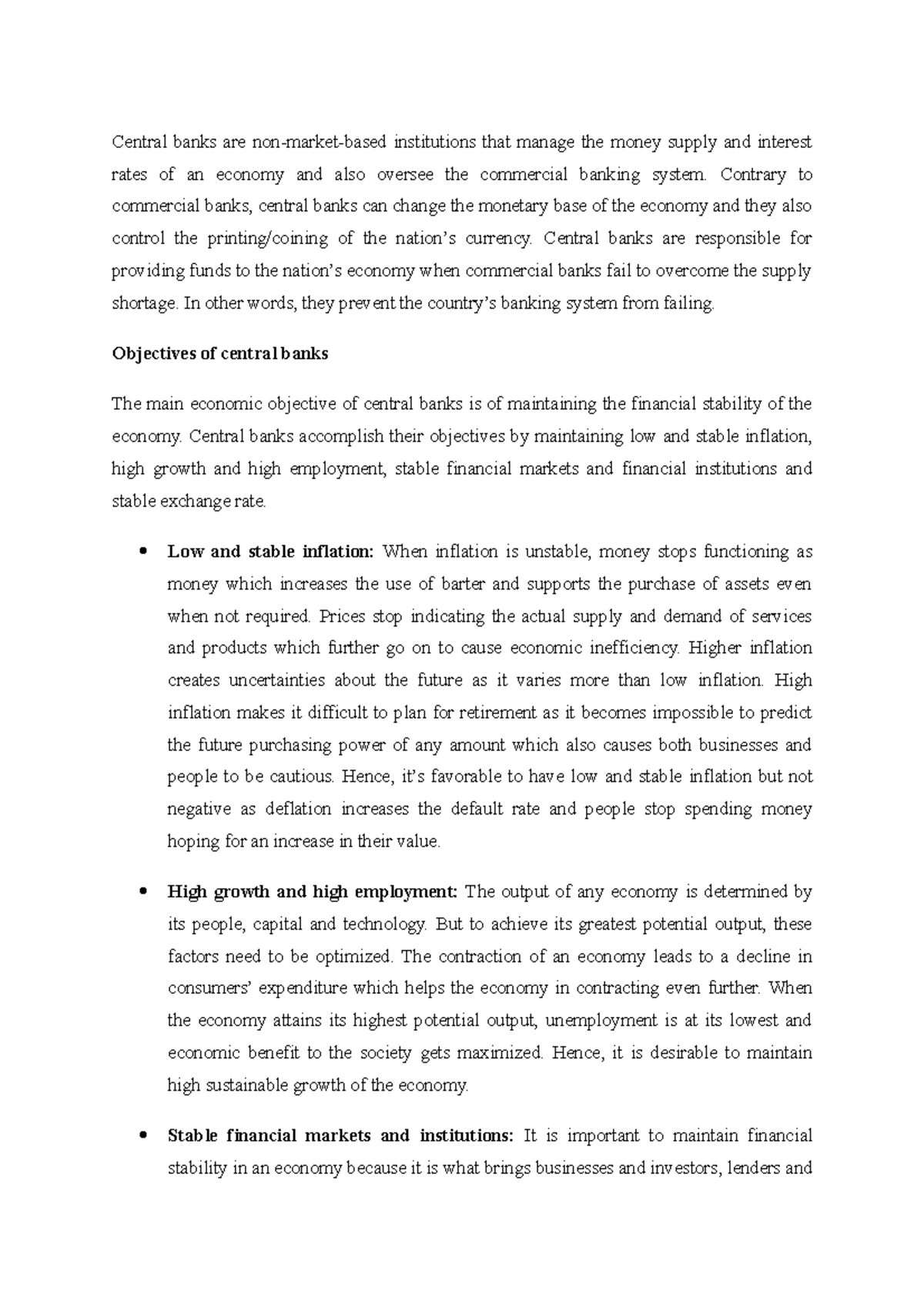 Central banks are non - Central banks are non-market-based institutions ...