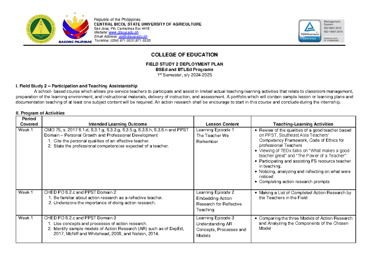 FS-2-plan - Jsushsb jsjsjw - Republic of the Philippines CENTRAL BICOL ...