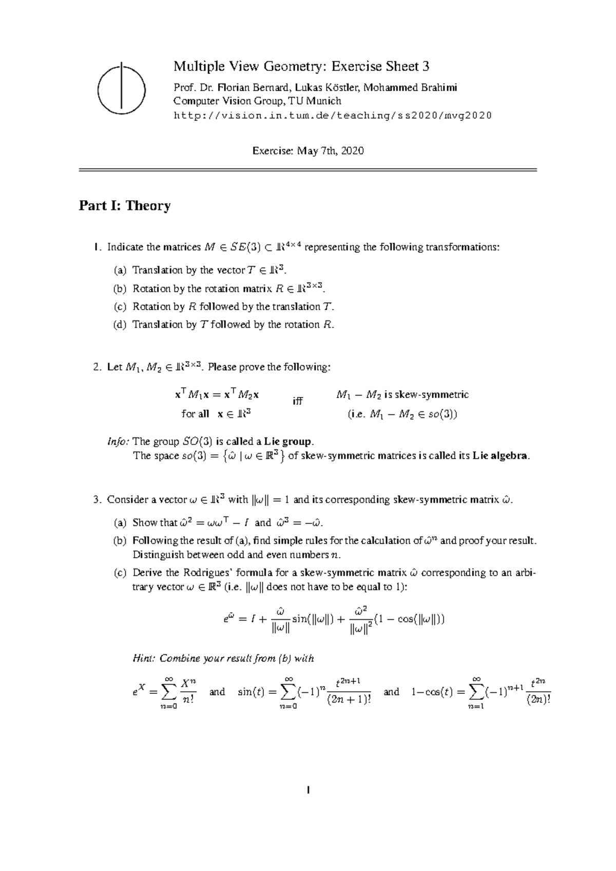 Ex03 - Multiple View Geometry: Exercise Sheet 3 - Multiple View Geometry: Exercise Sheet 3 Prof ...