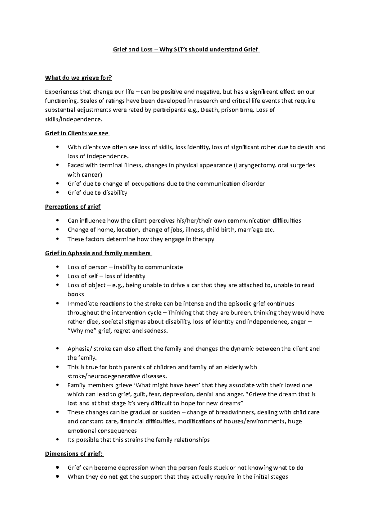 Grief and Loss Lecture - Grief and Loss – Why SLT’s should understand ...
