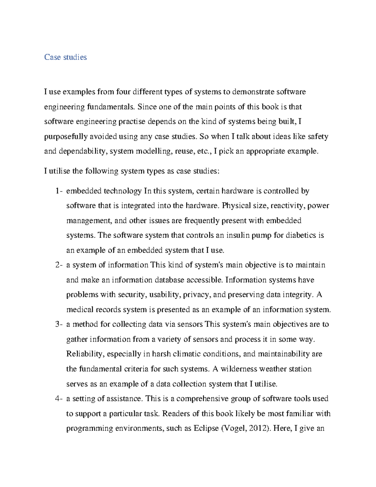 Case studies - Introduction to software engineering - Case studies I ...