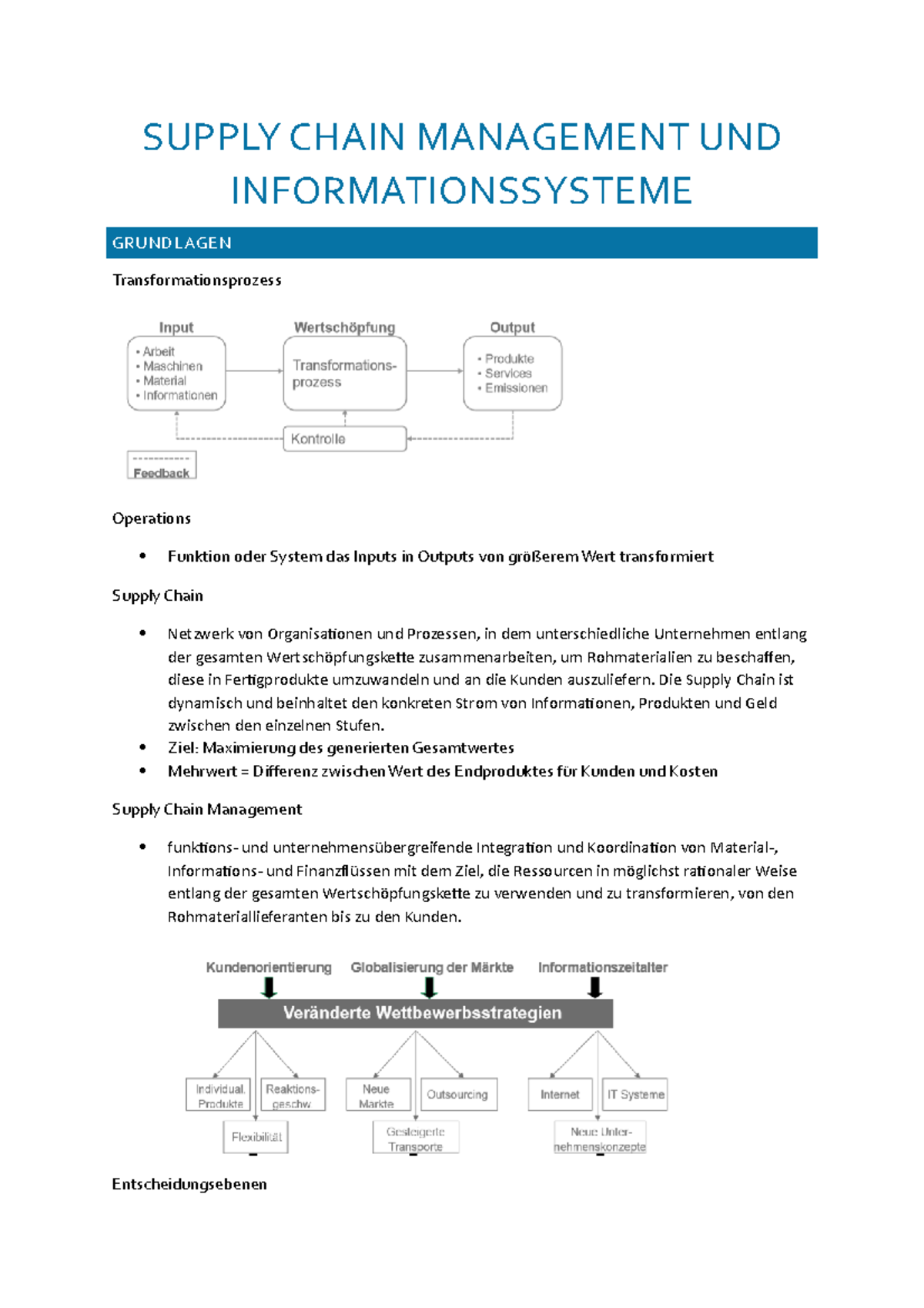 Supply Chain Management und Informationssysteme - SUPPLY CHAIN MANAGEMENT UND ...