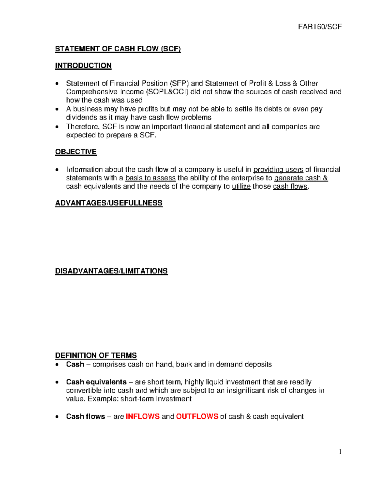 Notes SOCF - Ms Nor Ain - STATEMENT OF CASH FLOW (SCF) INTRODUCTION ...
