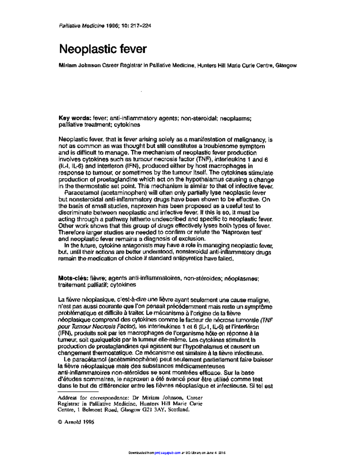 FT1 - informe - Pafliative Medicine 1996; 10: 217- Neoplastic fever ...