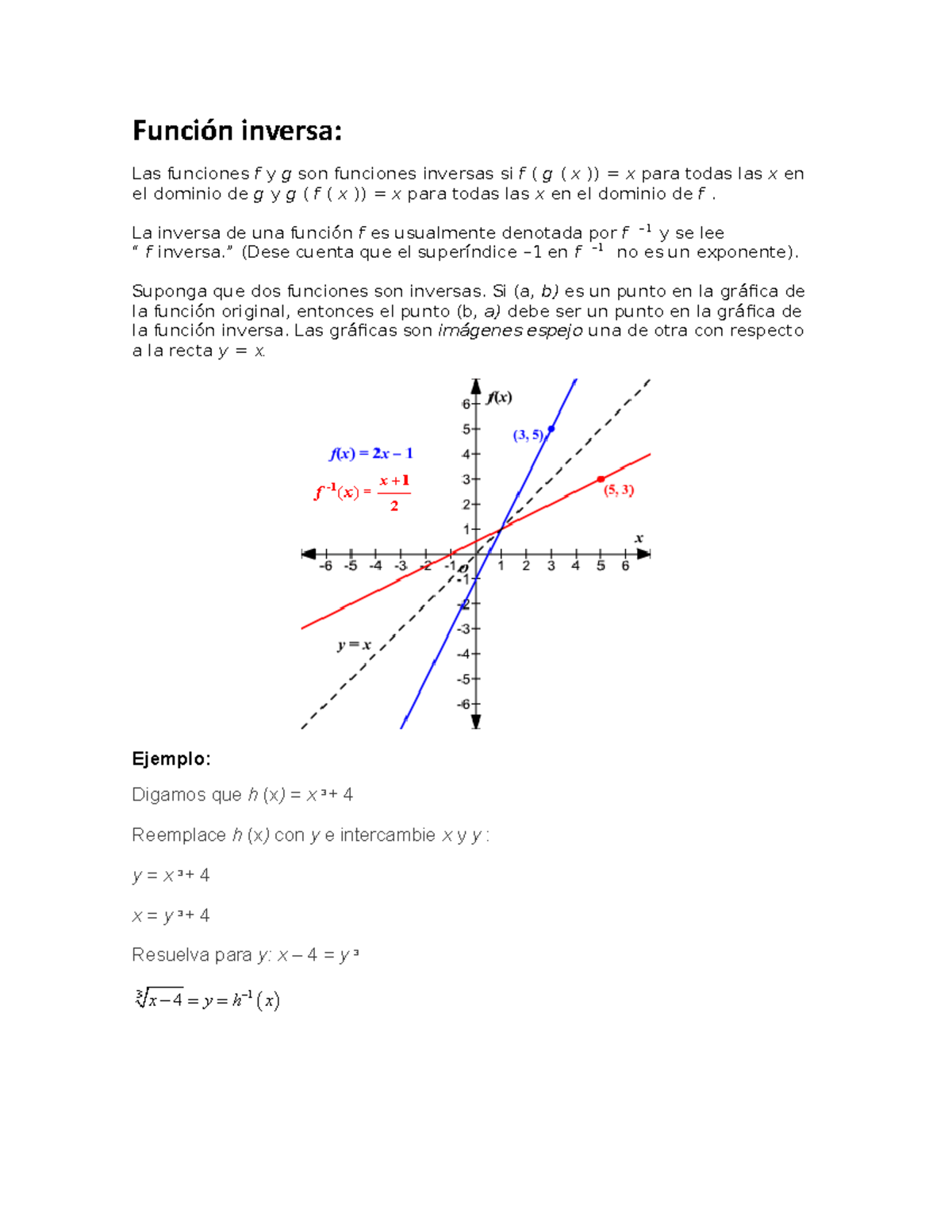 Funciones matematicas - Función inversa: Las funciones f y g son ...