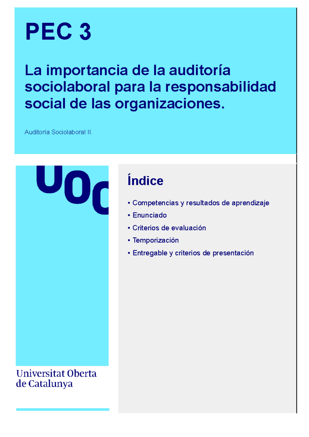 Enunciado Reto 3 Auditoria Sociolaboral II Ibe - PEC 3 La importancia de la auditoría ...