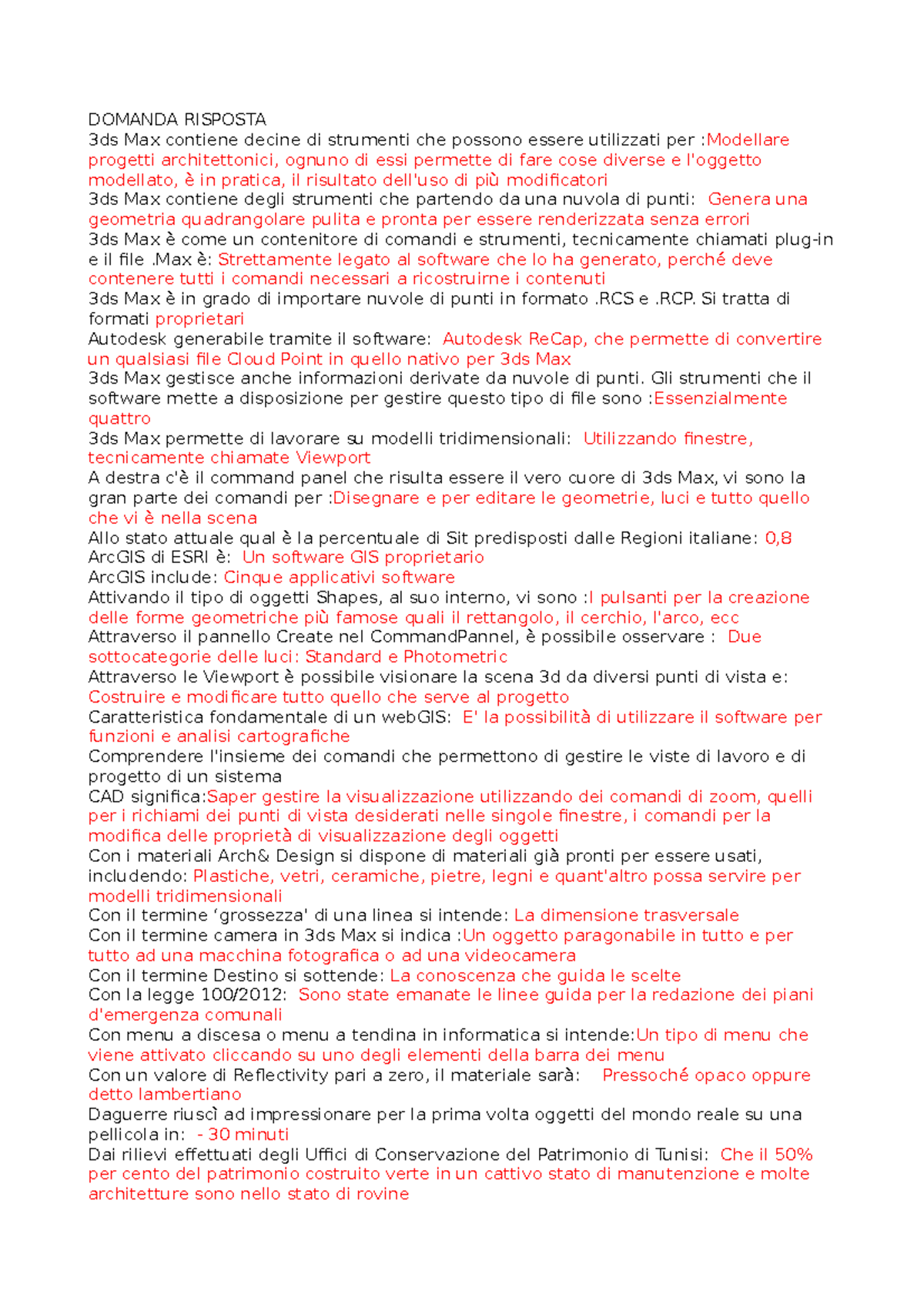 Domanda Risposta - domande e risposte di disegno - DOMANDA RISPOSTA 3ds Max contiene decine di ...