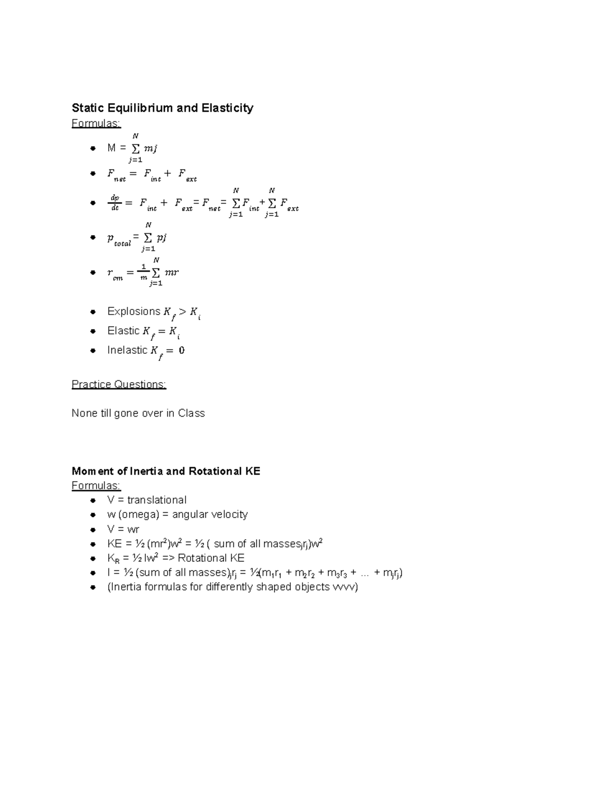 Static Equilibrium and Elasticity - Static Equilibrium and Elasticity ...