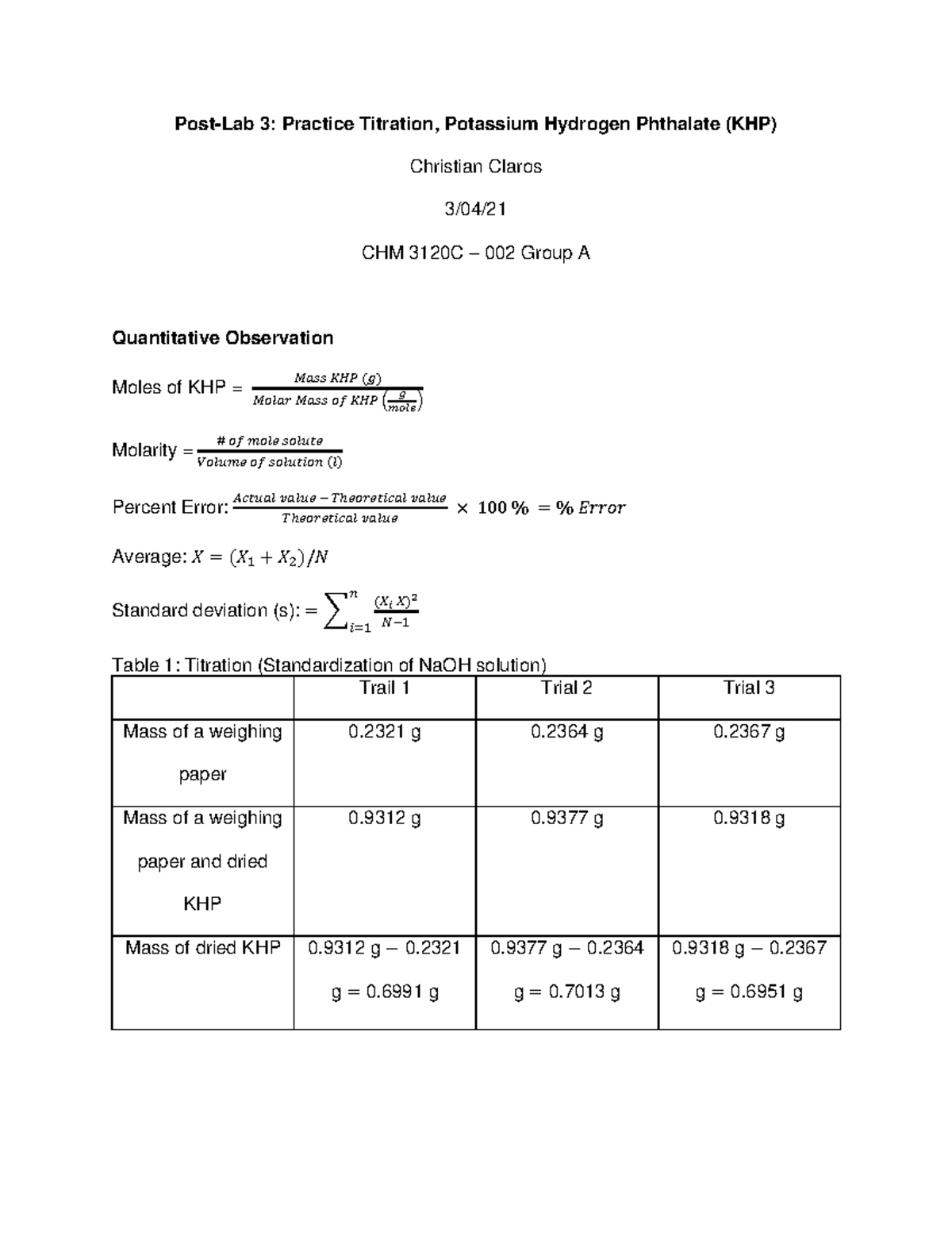 Titration Of Khp at Glenn Ledoux blog