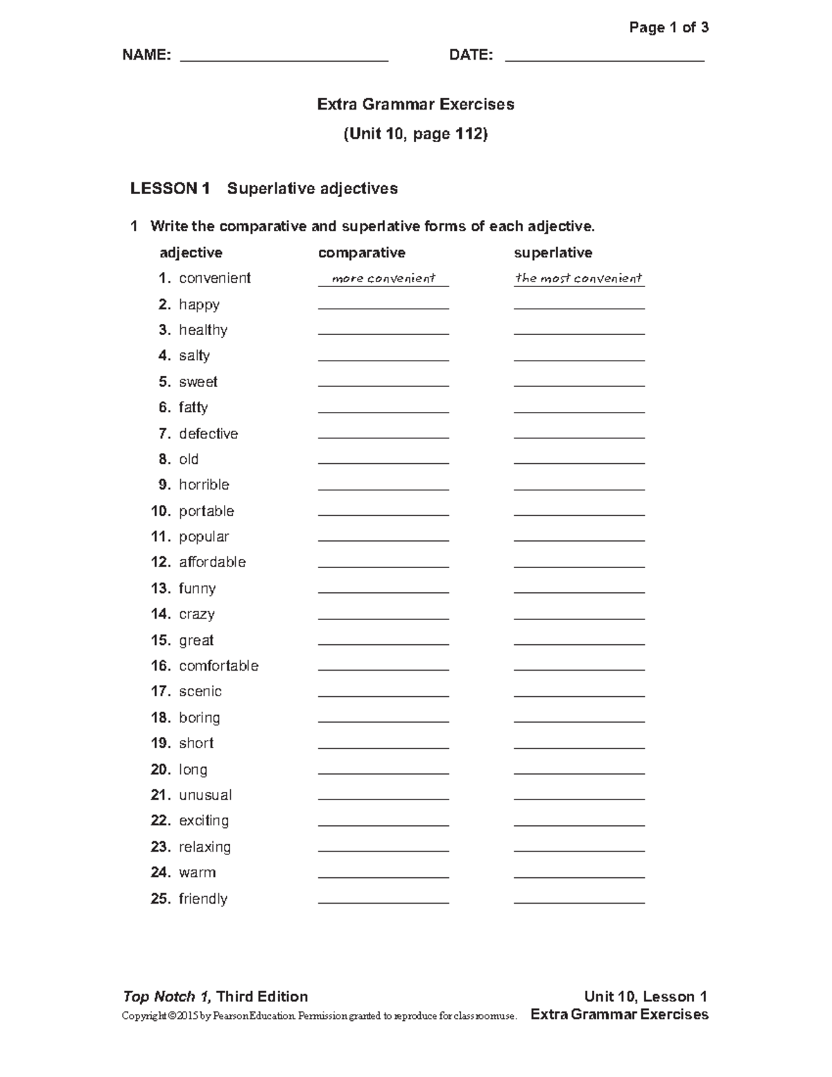 UNIT 10 Extra Gram Exercise - NAME: _________________________ DATE: ________________________ Top ...