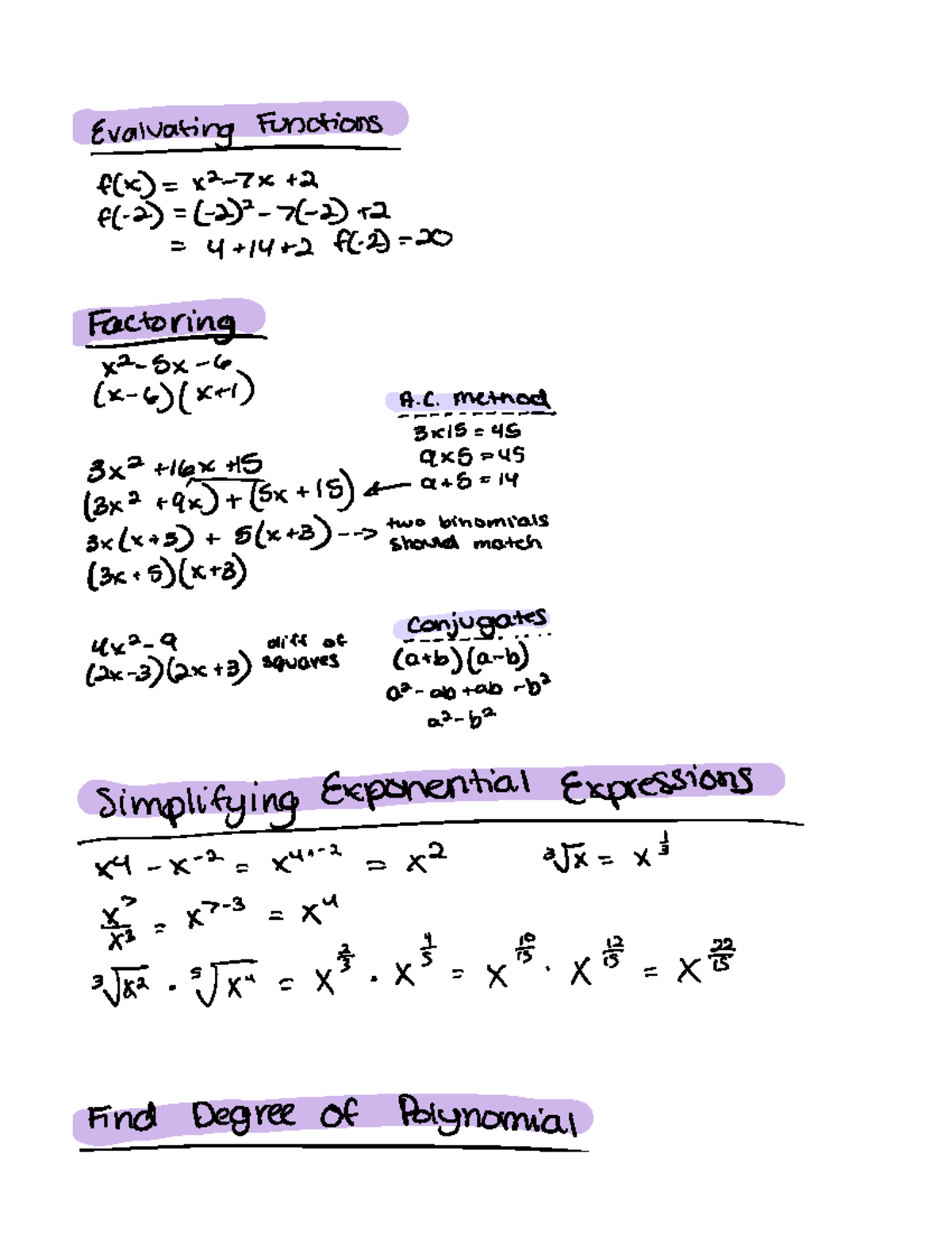 Algebra Review - fl 2 232 762 2 Y 14 r2 FC 2 20 3 2 16 15 ax 5 3 2 95 5 ...