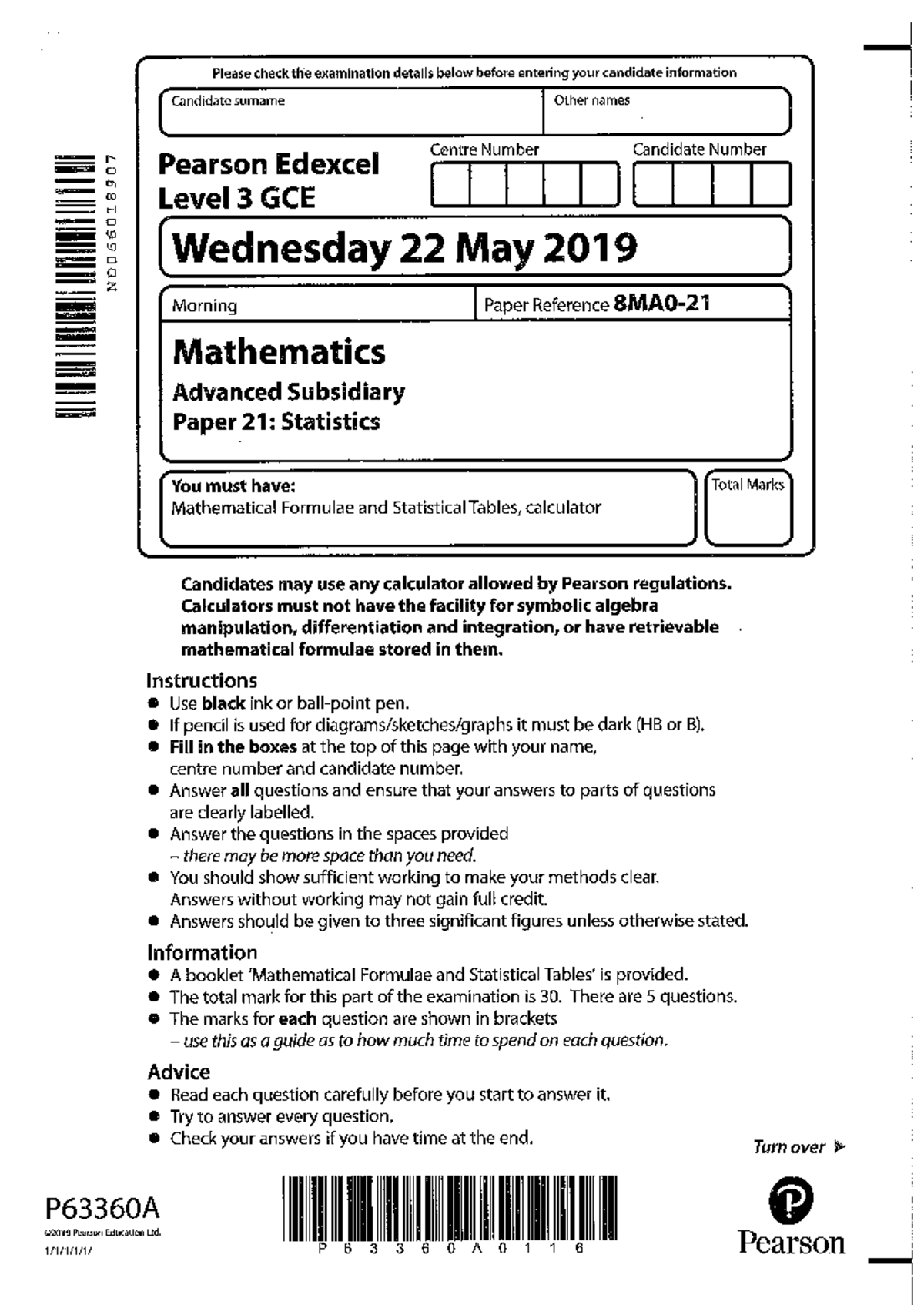 AS maths paper 2 June 2019 - MATH 132A - Studocu