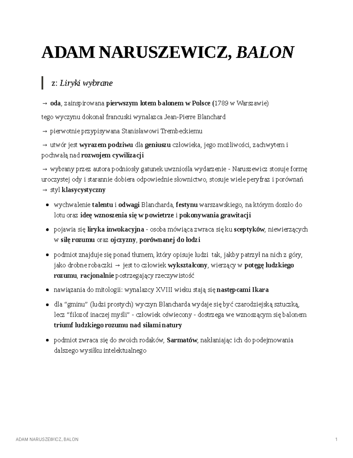 Adam Naruszewicz Balon - ADAM NARUSZEWICZ, BALON 1 ADAM NARUSZEWICZ ...